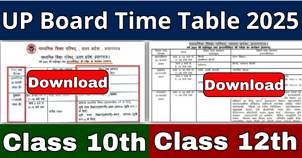 UP Board Time Table 2025 Out: यूपी बोर्ड परीक्षा की फाइनल तिथि हुआ जारी ...